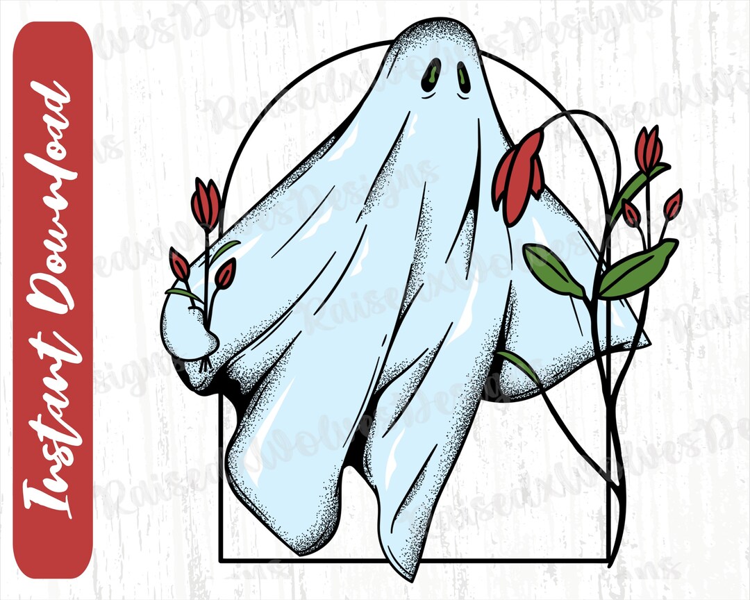 Flower Ghost PNG | Halloween Digital Clipart | Spooky Ghost PNG Instant ...