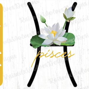 Pisces Flower PNG | Zodiac Digital Clipart | Astrology Sign PNG Instant ...