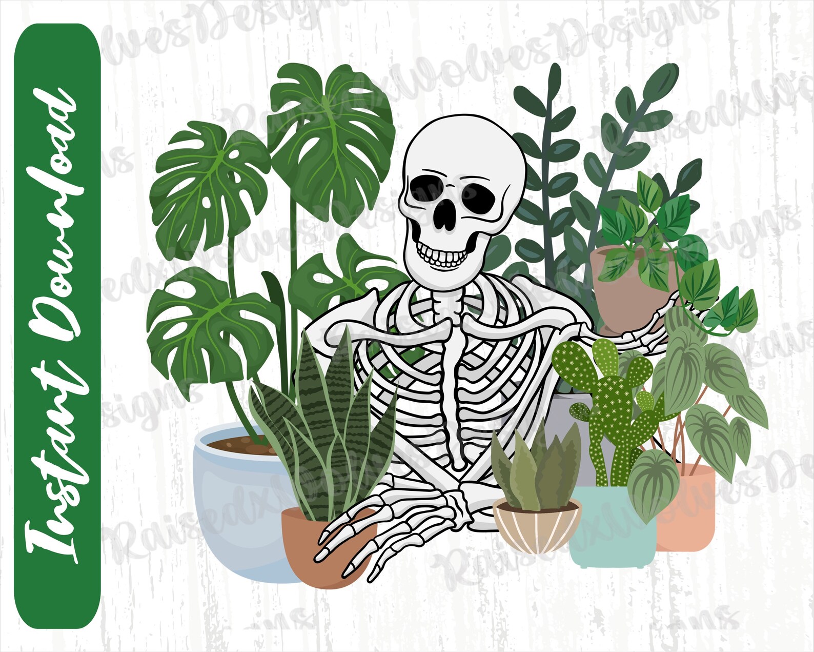 Addicted to Plants PNG | Plant Lover Digital Clipart | Skeleton Plant ...