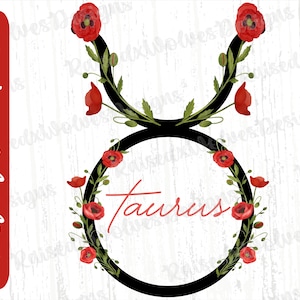 Taurus Flower PNG | Zodiac Digital Clipart | Astrology Sign PNG Instant ...