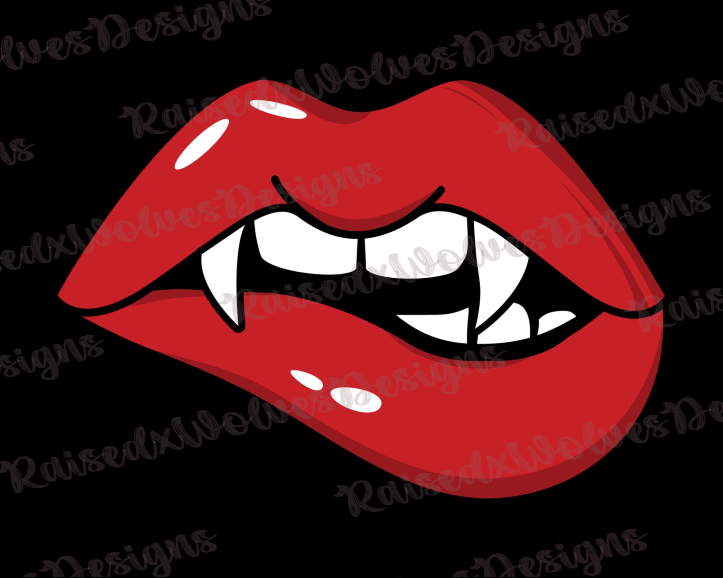 Sexy Vampire Lips PNG Red Lips and Fangs Clipart Halloween Digital PNG ...