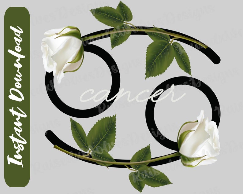 Cancer Flower PNG | Zodiac Digital Clipart | Astrology Sign PNG Instant ...