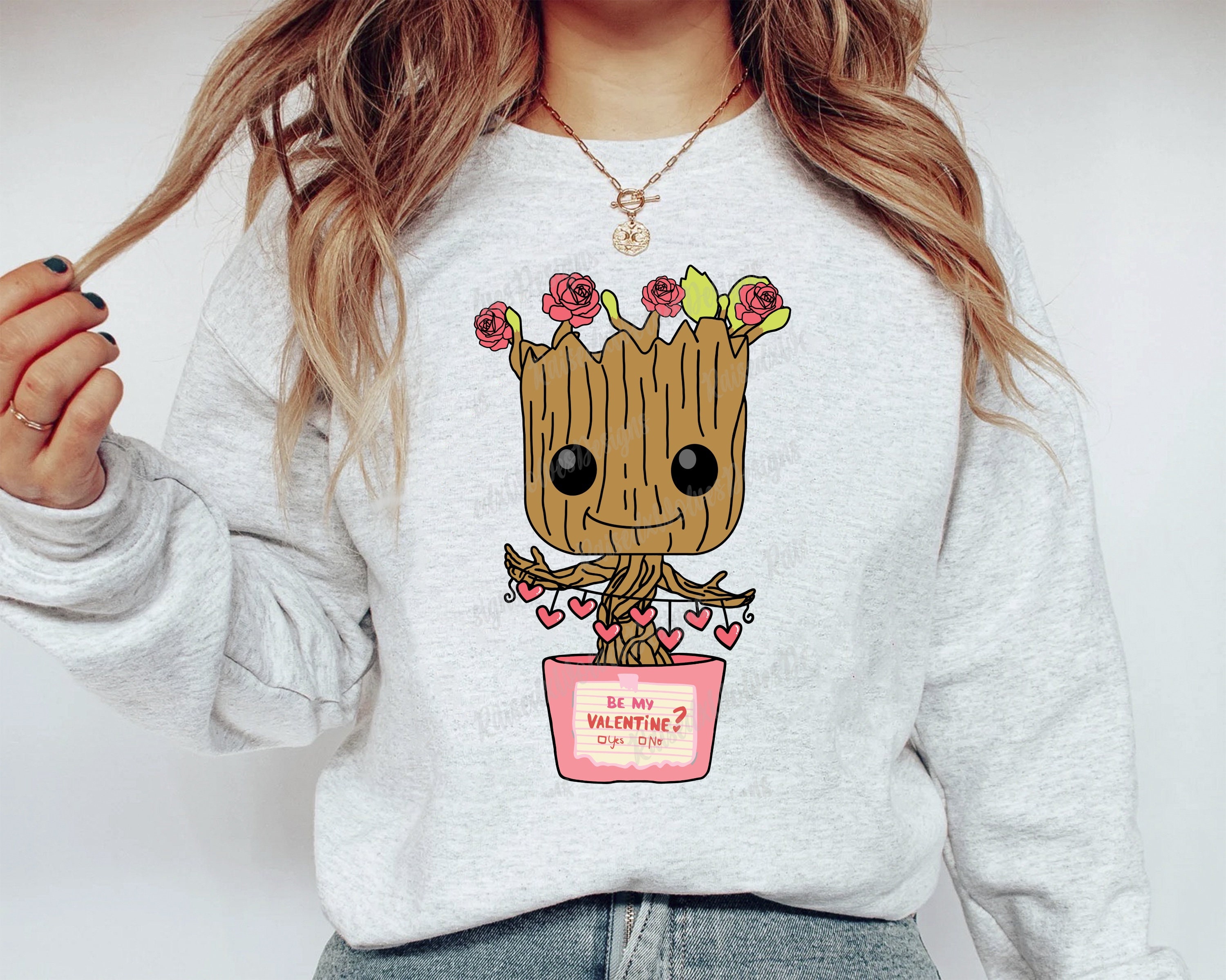 Valentines Baby Groot PNG | Pink Hearts Groot Digital Clipart | Cute ...