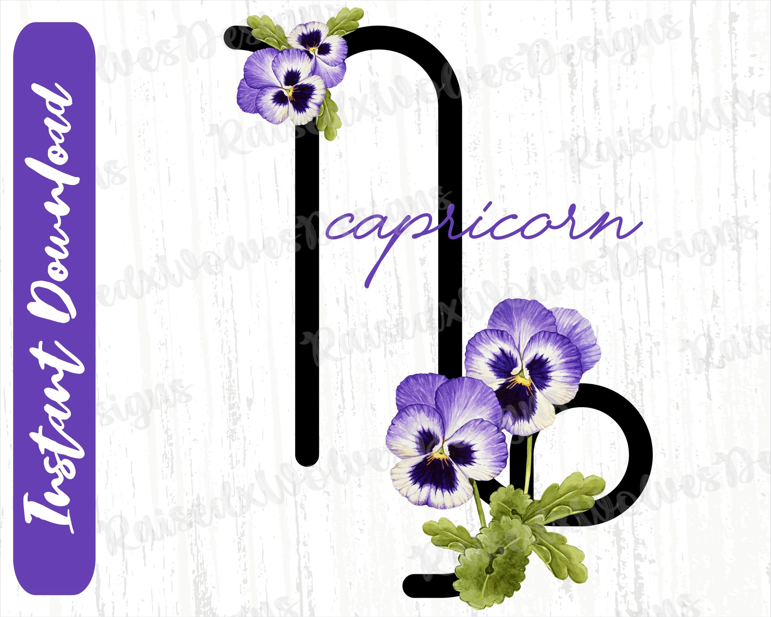 Capricorn Flower PNG | Zodiac Digital Clipart | Astrology Sign PNG ...