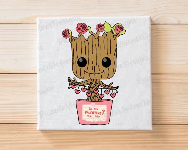 Valentines Baby Groot PNG | Pink Hearts Groot Digital Clipart | Cute ...