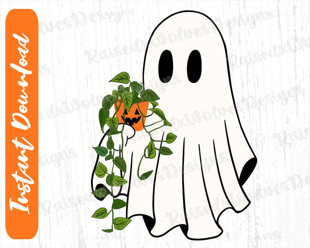 Halloween Plant PNG | Plant Lover Digital Clipart | Spooky Ghost Plant ...