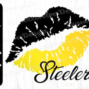 Black and Yellow Kiss PNG | Steeler Lips Digital Clipart | Valentines ...