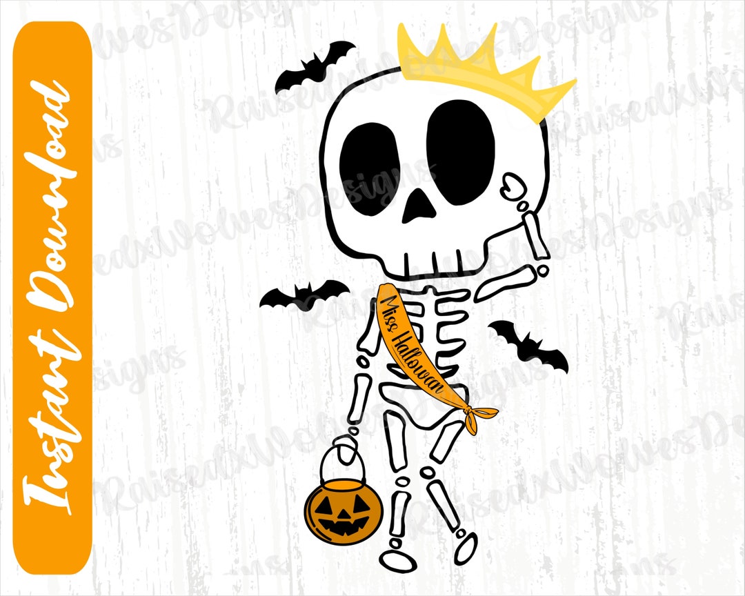 Miss Halloween PNG | Cute Skeleton Digital Clipart | Spooky Cute ...