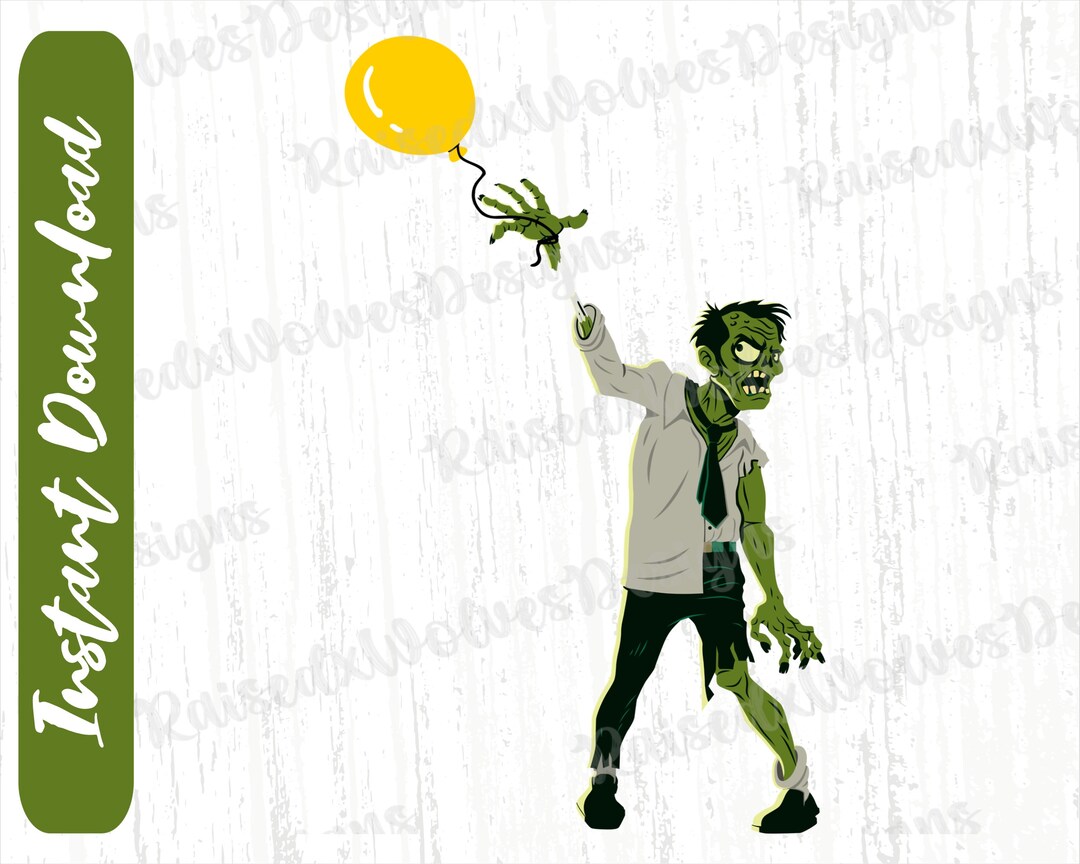 Zombie and Balloon PNG | Funny Halloween Digital Clipart | Walking Dead ...