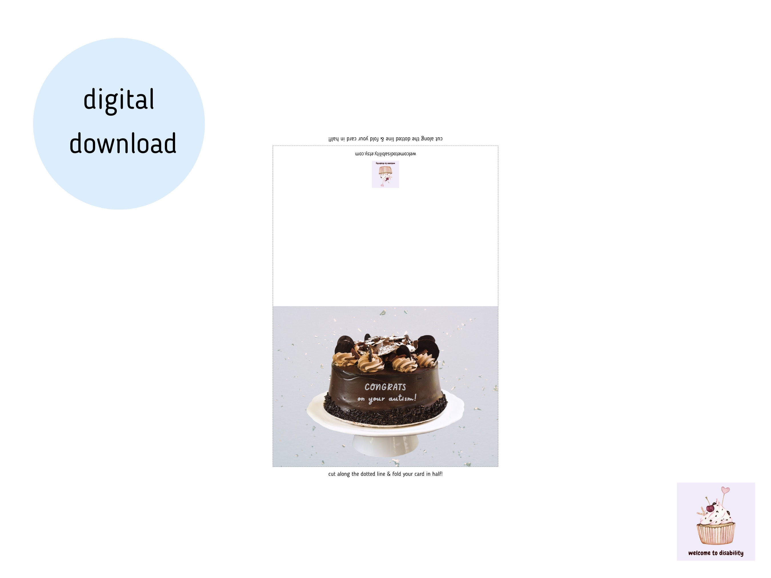 Congrats on Your Autism Greeting Card, Chocolate Cake (digital Download ...