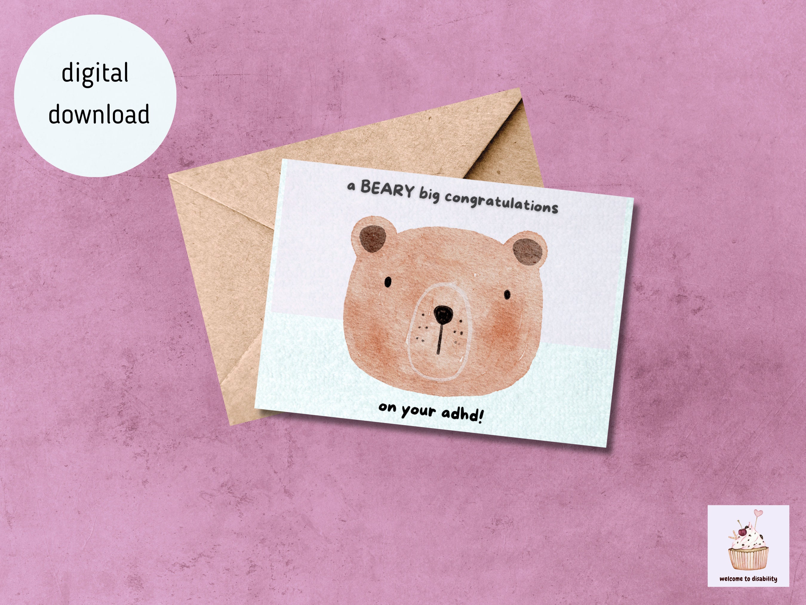 A Beary Big Congratulations on Your Adhd Greeting Card - Etsy