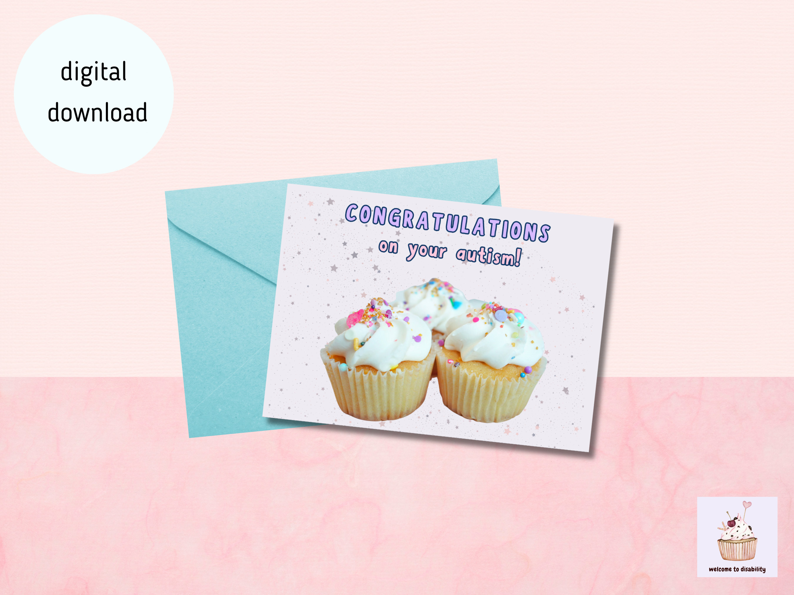 Congratulations on Your Autism Card! Bright Cupcake Digital Autism Card ...