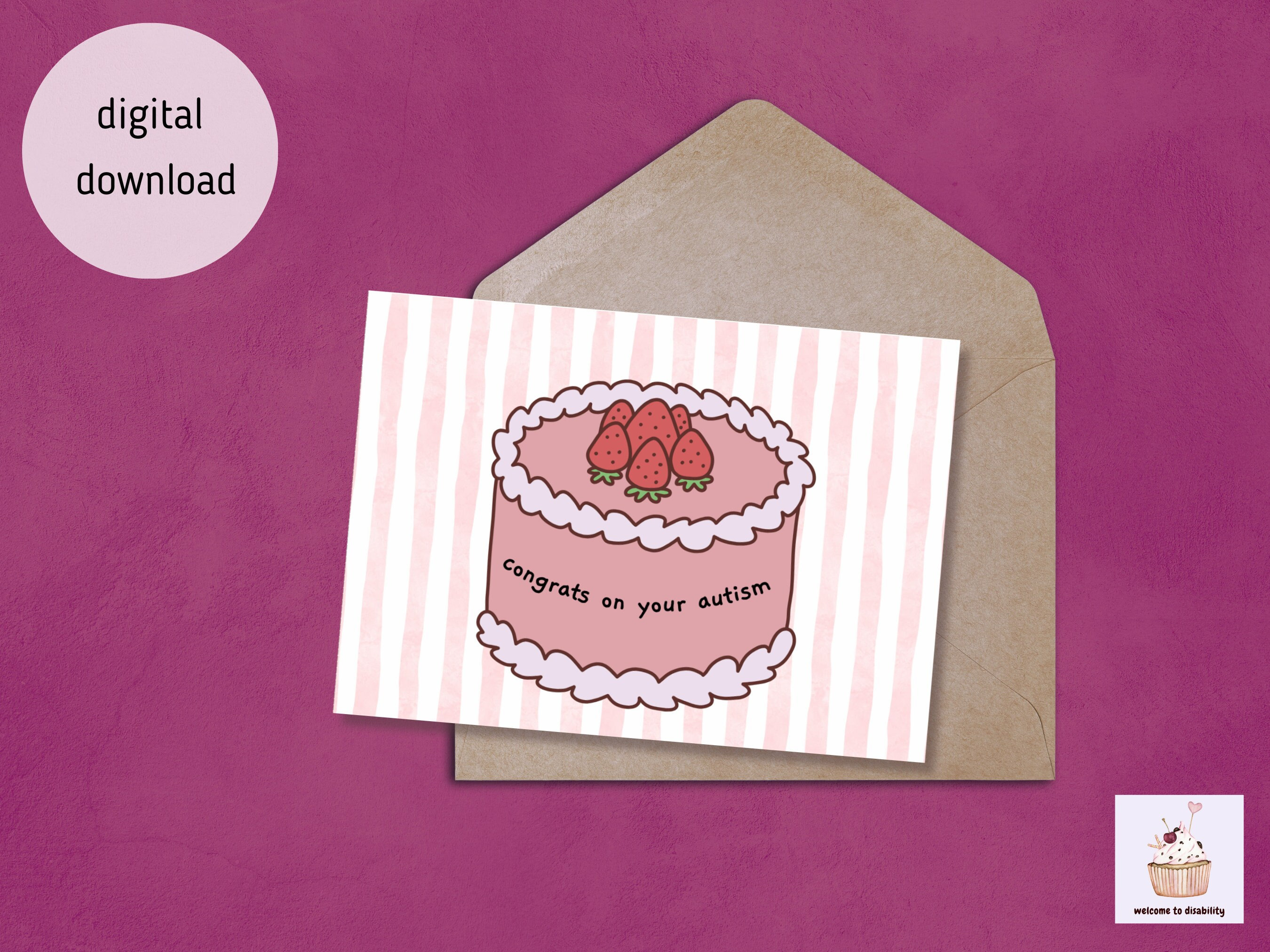 Strawberry Cake Cartoon Congrats on Your Autism Card! Congrats on the ...