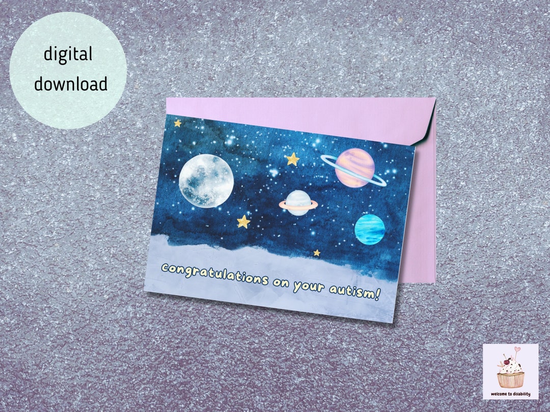 OUTER SPACE Congrats on Your Autism Diagnosis Card! Digital ...
