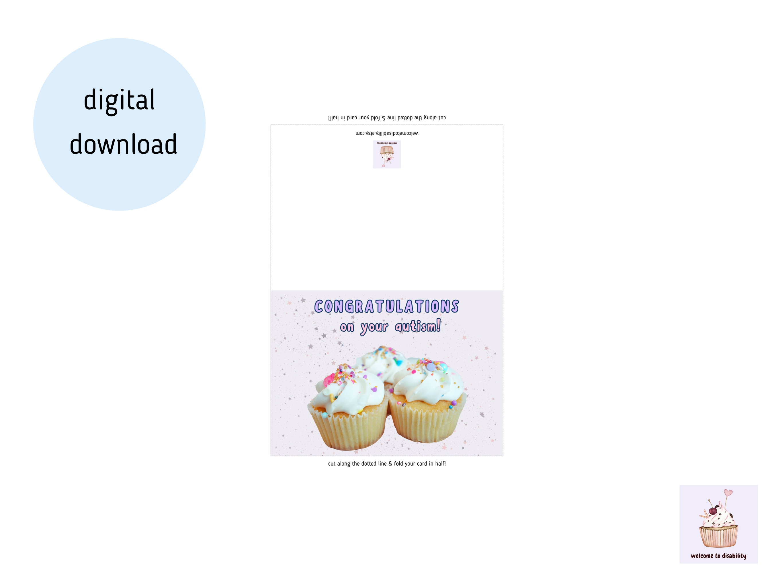 Congratulations on Your Autism Card! Bright Cupcake Digital Autism Card ...