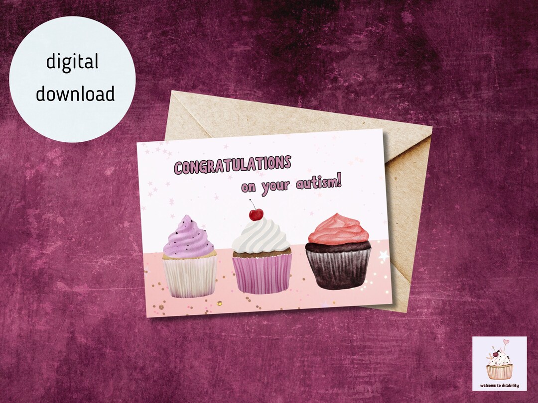 Trio of Cupcakes Congratulations on Your Autism Card! Disability Card ...
