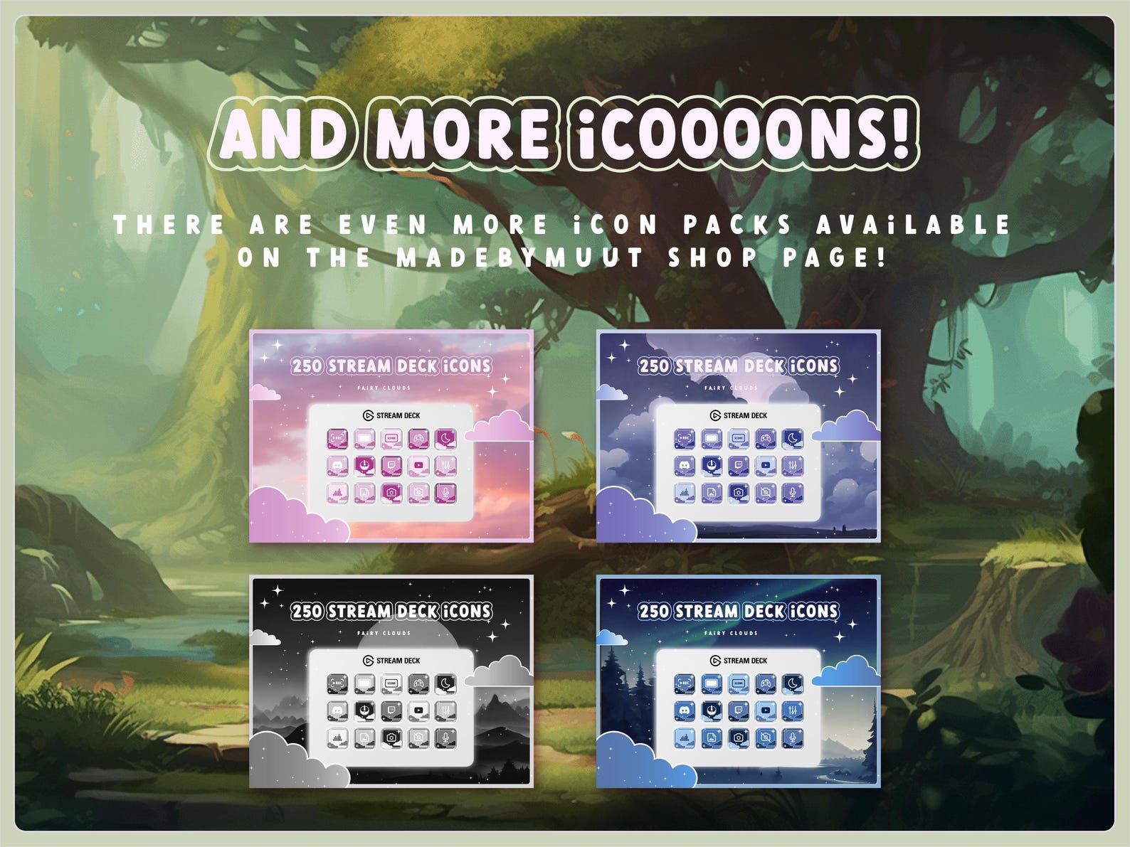 Stream Deck Icons for Cozy Streaming Setup: 250+ Cute Icons in 4 Colors ...
