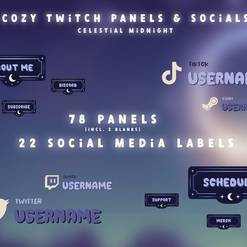 Cozy Celestial Twitch Panels and Social Media Labels Pack - Etsy