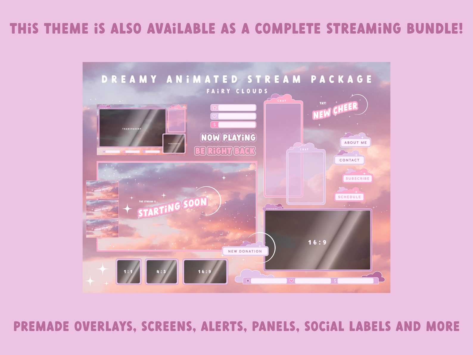 Cozy Twitch Alerts Package Animated FAIRY Clouds Twitch - Etsy