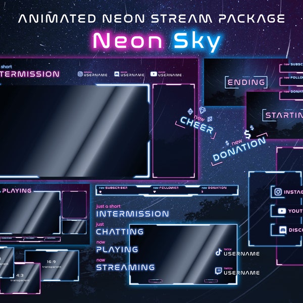 Neon Blue Stream Panels - Etsy