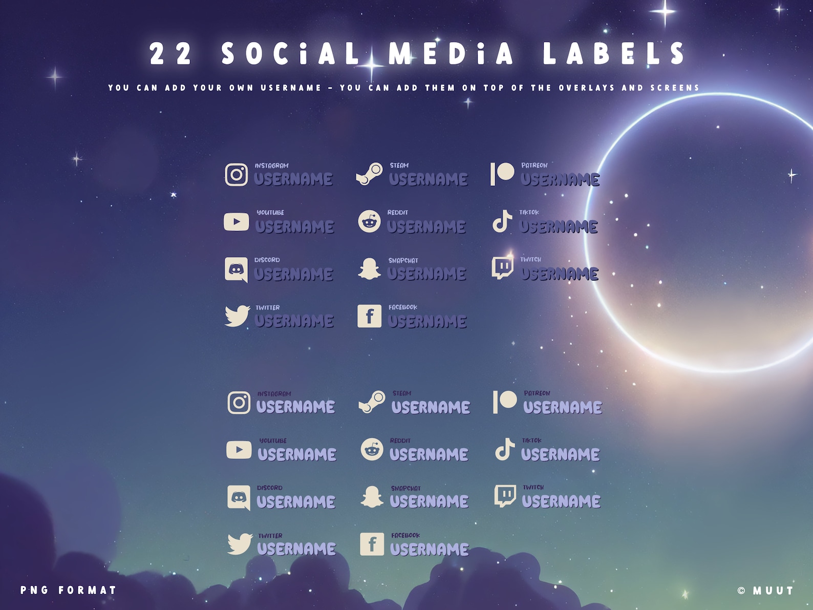 Cozy Celestial Twitch Panels and Social Media Labels Pack - Etsy