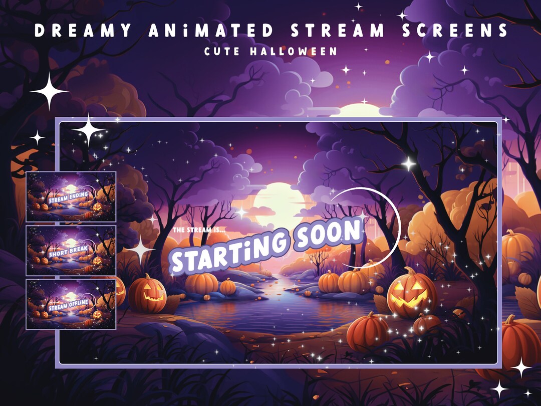 Cozy Animated Halloween Stream Screens Package - CUTE Halloween ...