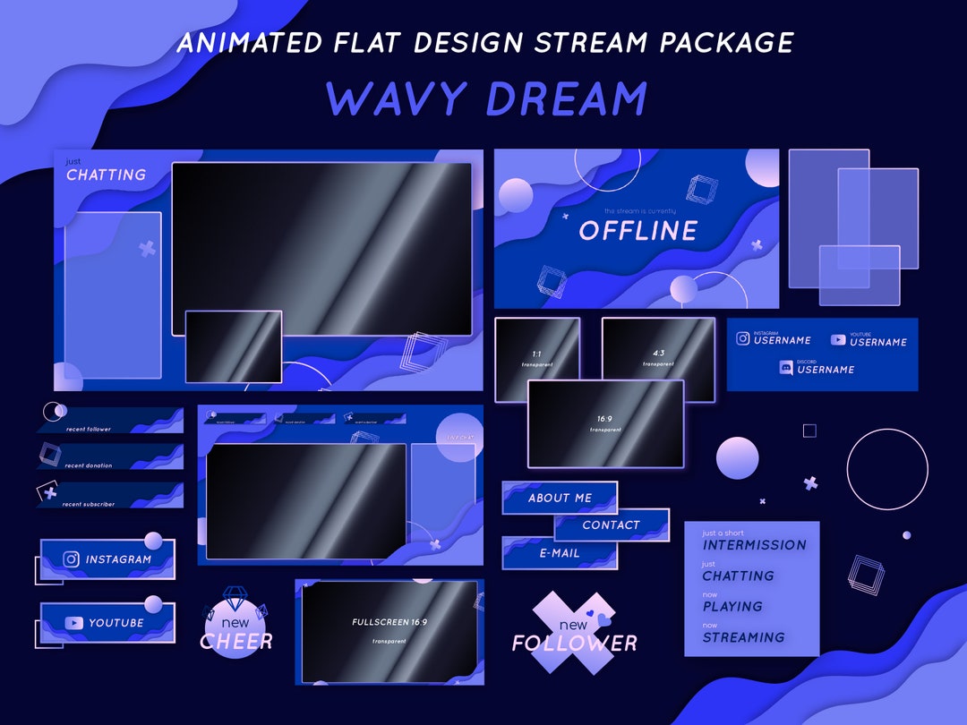 Animated Twitch Stream Package: Purple Wavydream Overlay With Handmade ...