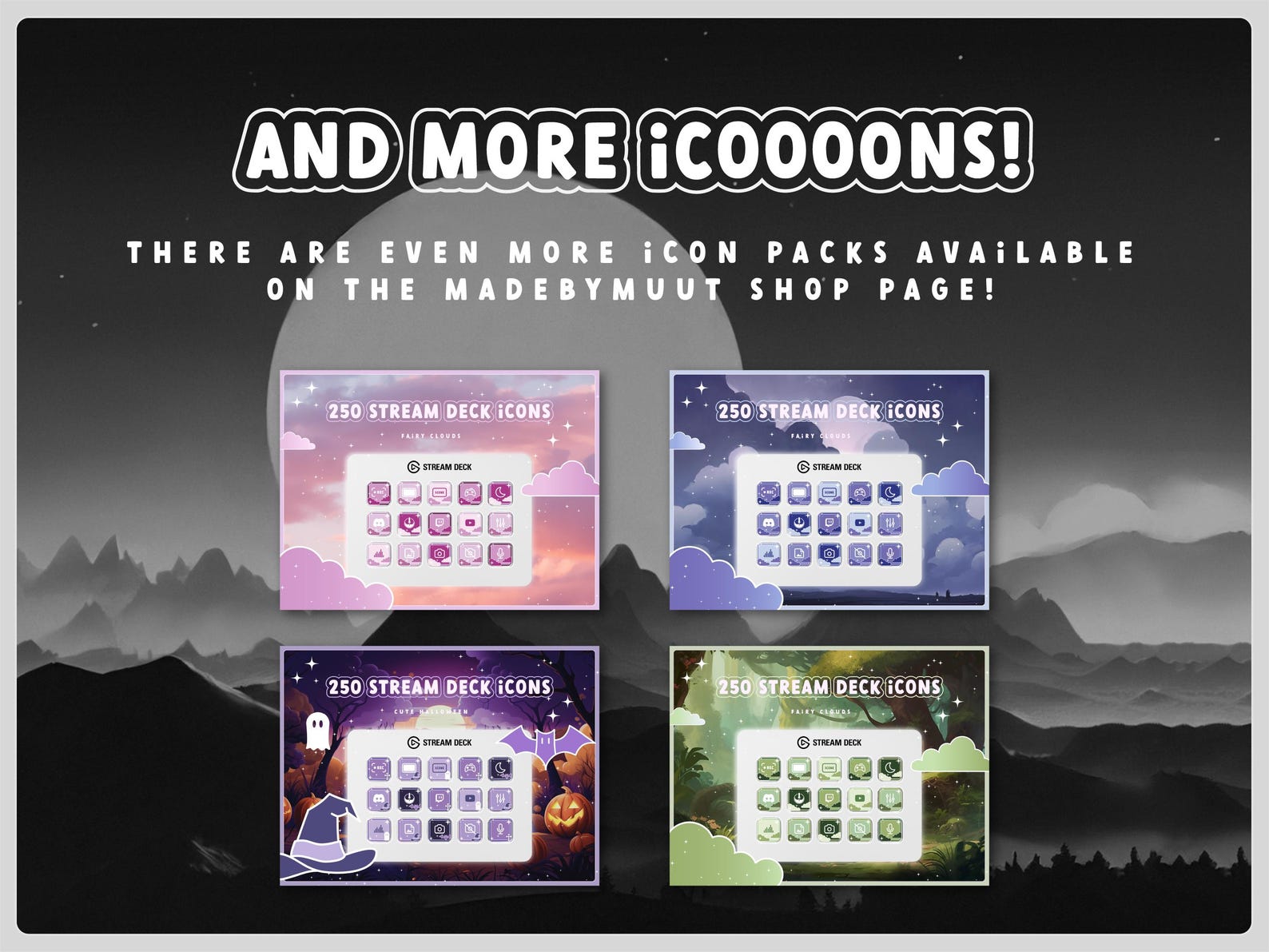 Stream Deck Icons for Cozy Streaming Setup: 250+ Cute Icons in Black ...