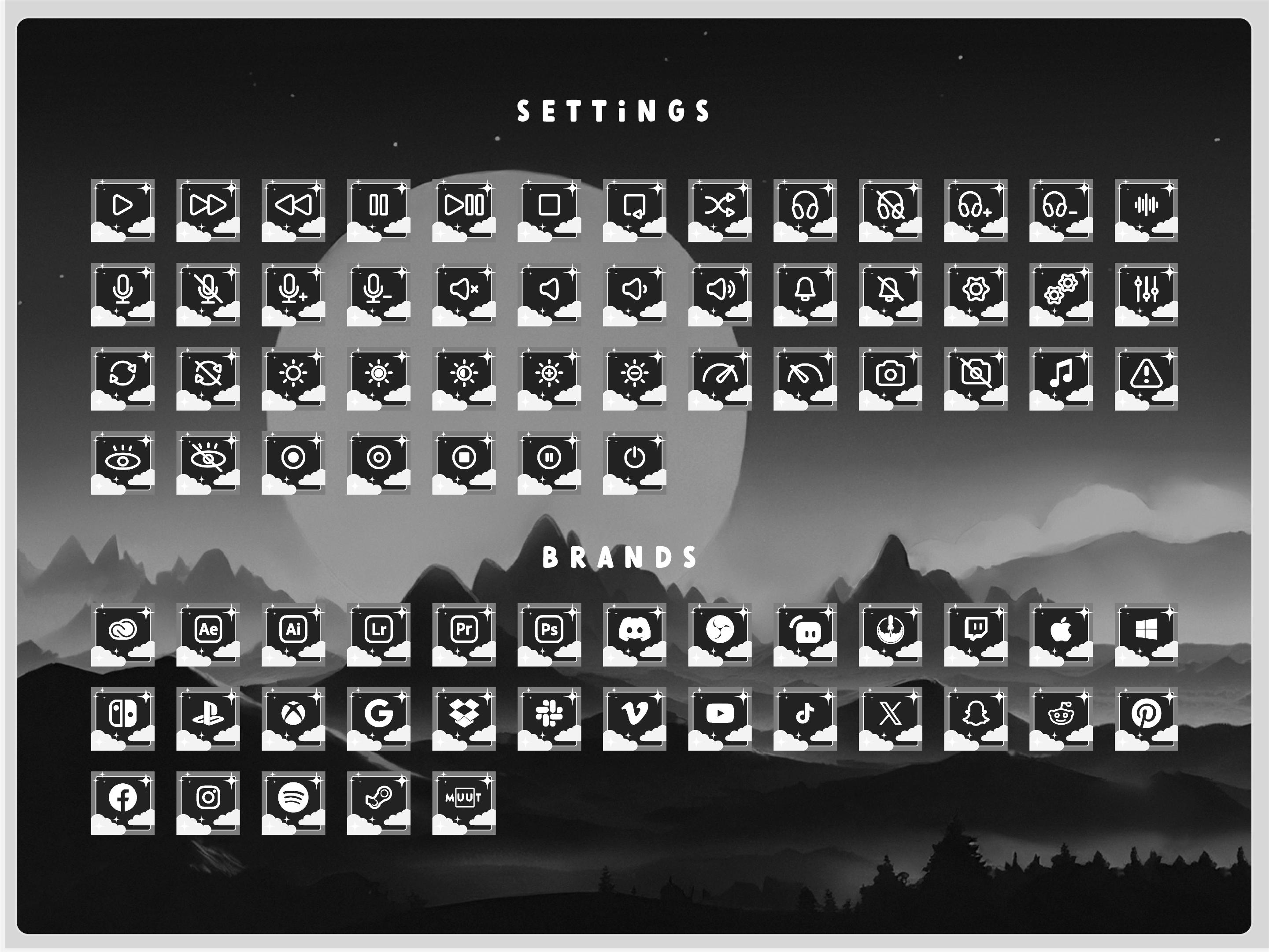 Stream Deck Icons for Cozy Streaming Setup: 250+ Cute Icons in Black ...