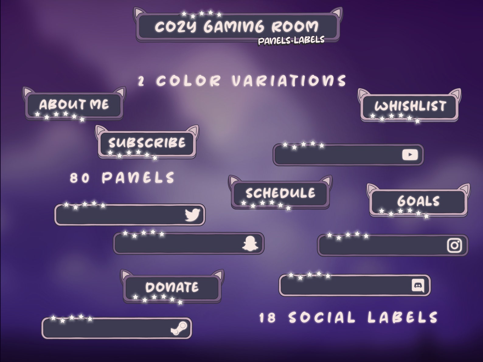 Cozy Twitch Panels and Social Media Labels Pack cozy Gaming - Etsy