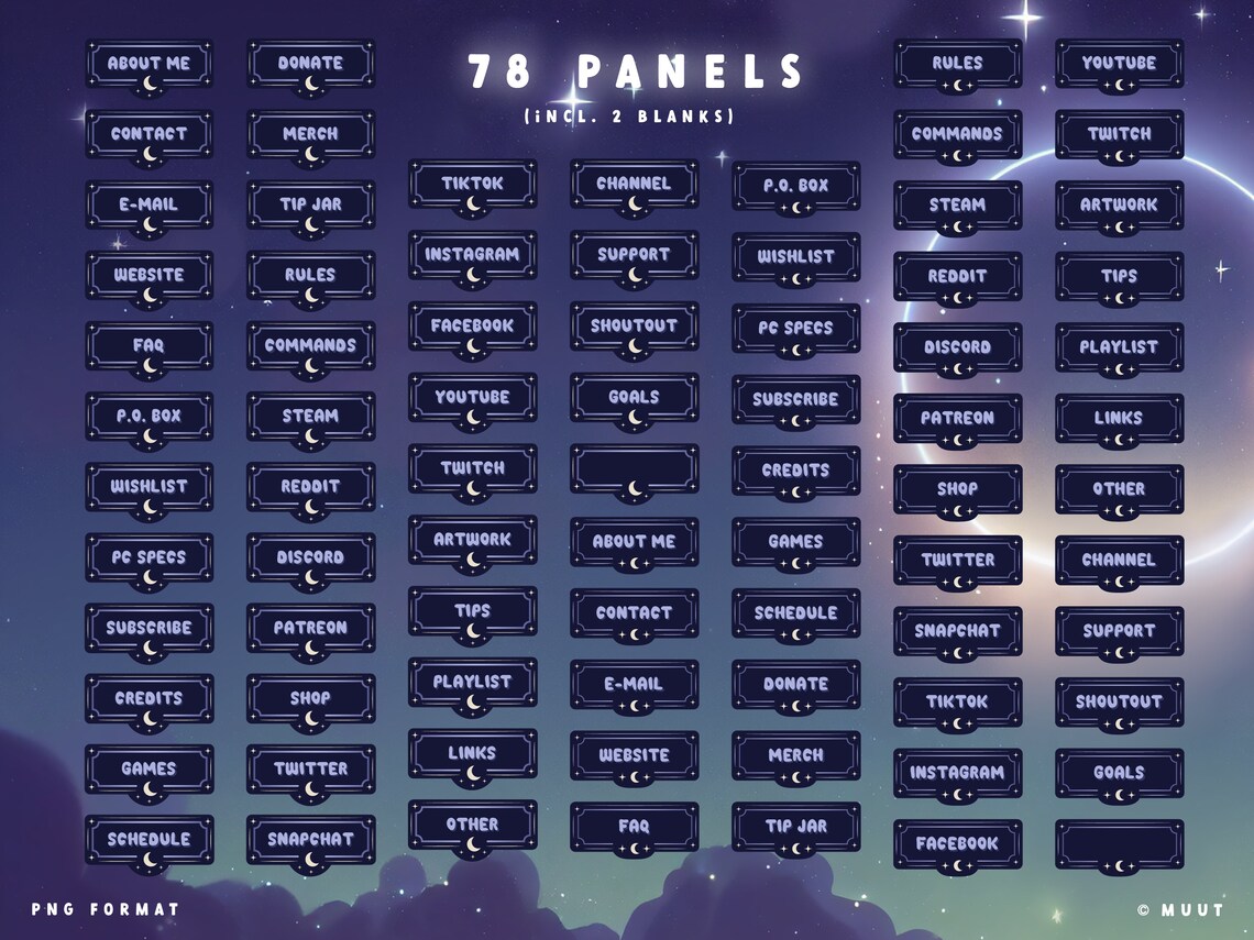 Cozy Celestial Twitch Panels and Social Media Labels Pack - Etsy
