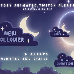 Cozy Celestial Twitch Alerts Package CELESTIAL Midnight - Etsy