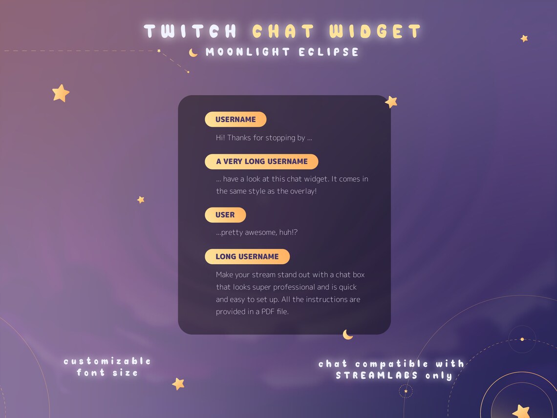 Moonlight Twitch Chat Widget: Celestial Stream Overlay for Streamlabs ...