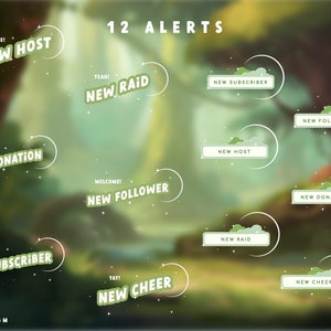 Animated Fairy Woods Twitch Stream Package: Cozy Green Overlay - Alerts ...