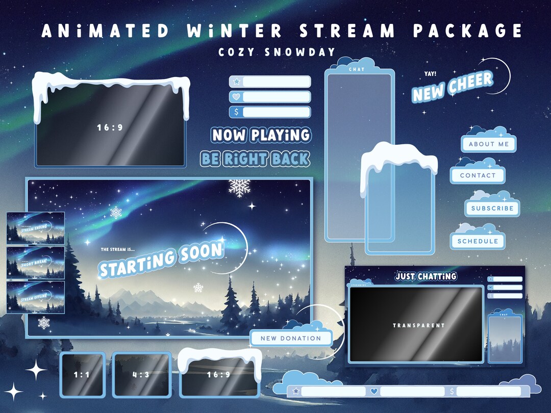 Animated Winter Twitch Stream Package: Cozy Snowday Overlays With ...