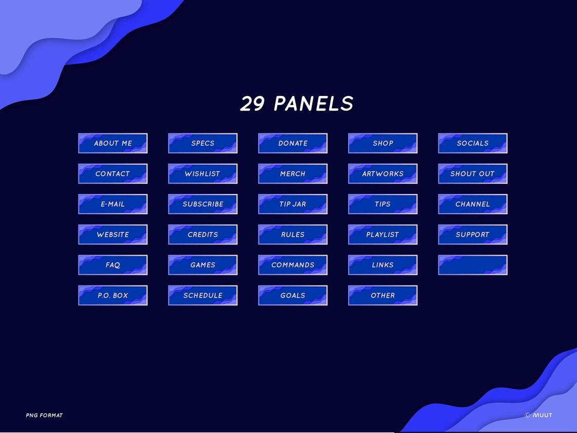 Twitch Panels and Social Media Labels Pack - WAVY Dream - Etsy