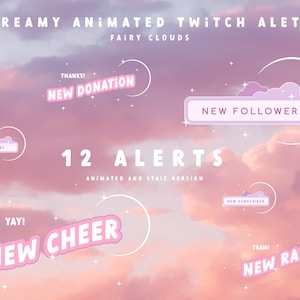 Cozy Twitch Alerts Package Animated - FAIRY Clouds - Twitch Overlay ...