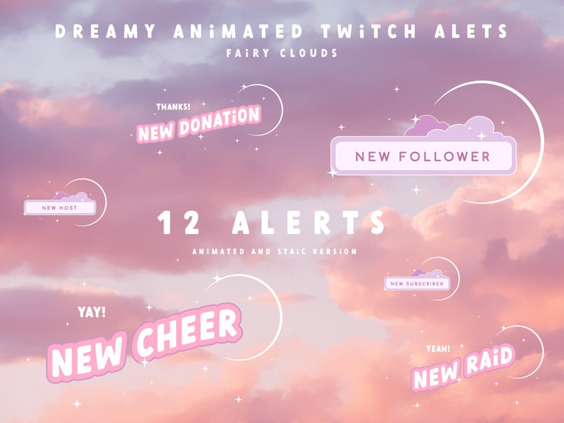 Cozy Fairy Cloud Twitch Alerts Package: Animated, Handmade, Pink Alerts ...