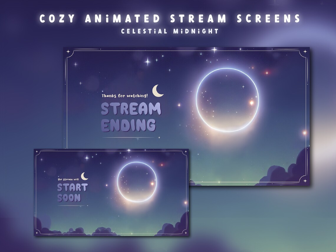Cozy Celestial Animated Stream Screens Package Vtuber - Etsy