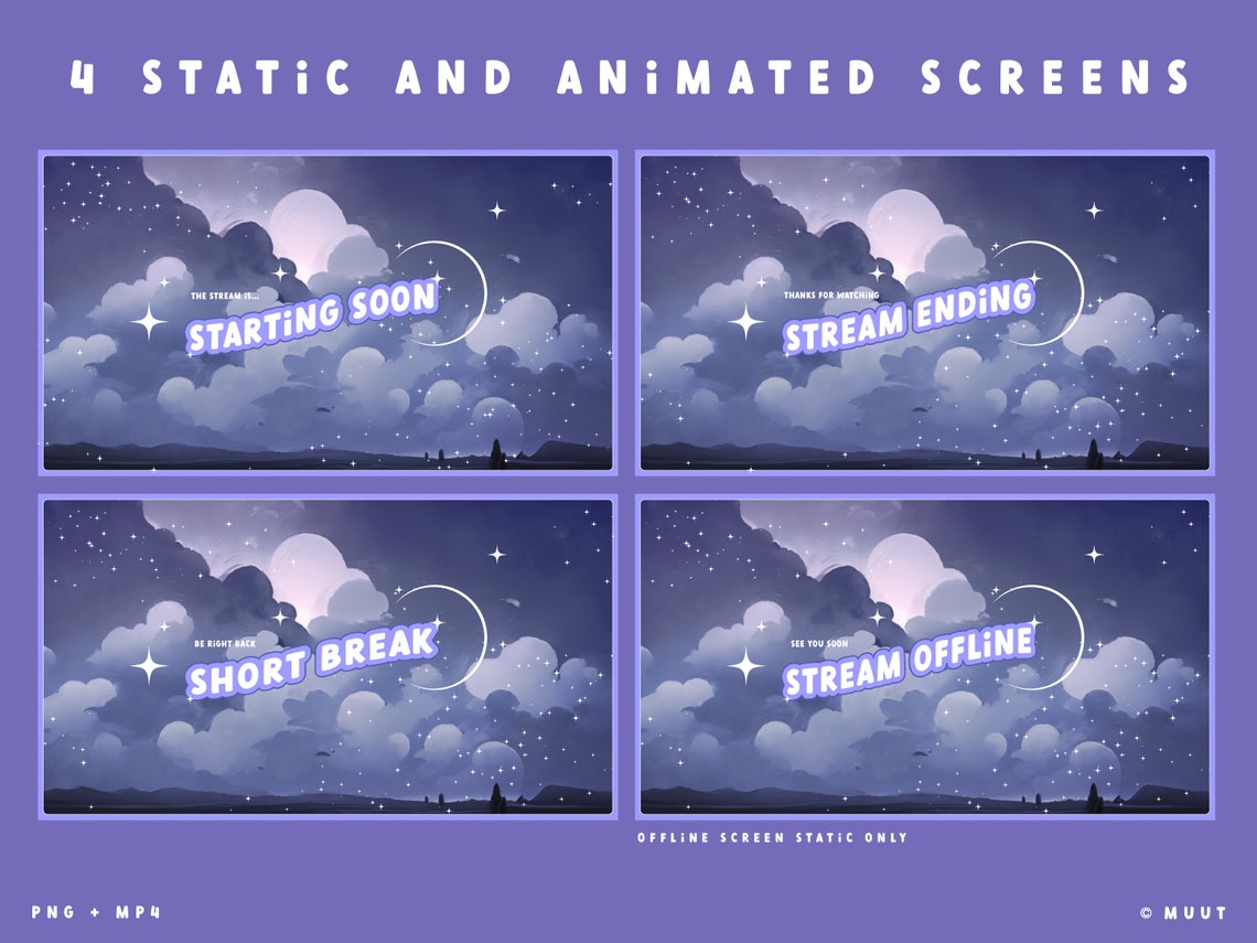 Cozy Celestial Animated Stream Screens: Fairy Night Twitch Banner ...