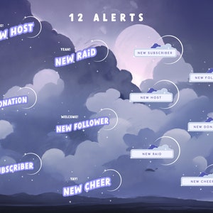 Cozy Celestial Twitch Alerts Package - FAIRY Night - Animated - Twitch ...