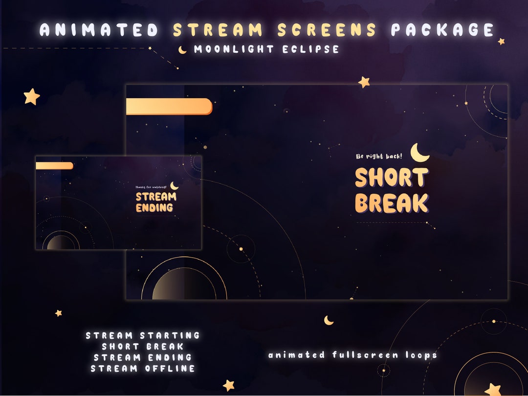 Cozy Celestial Twitch Stream Screens MOONLIGHT Eclipse - Etsy