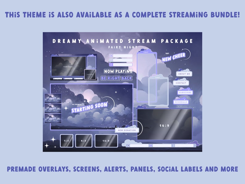 Cozy Celestial Animated Stream Screens Package FAIRY Night - Etsy