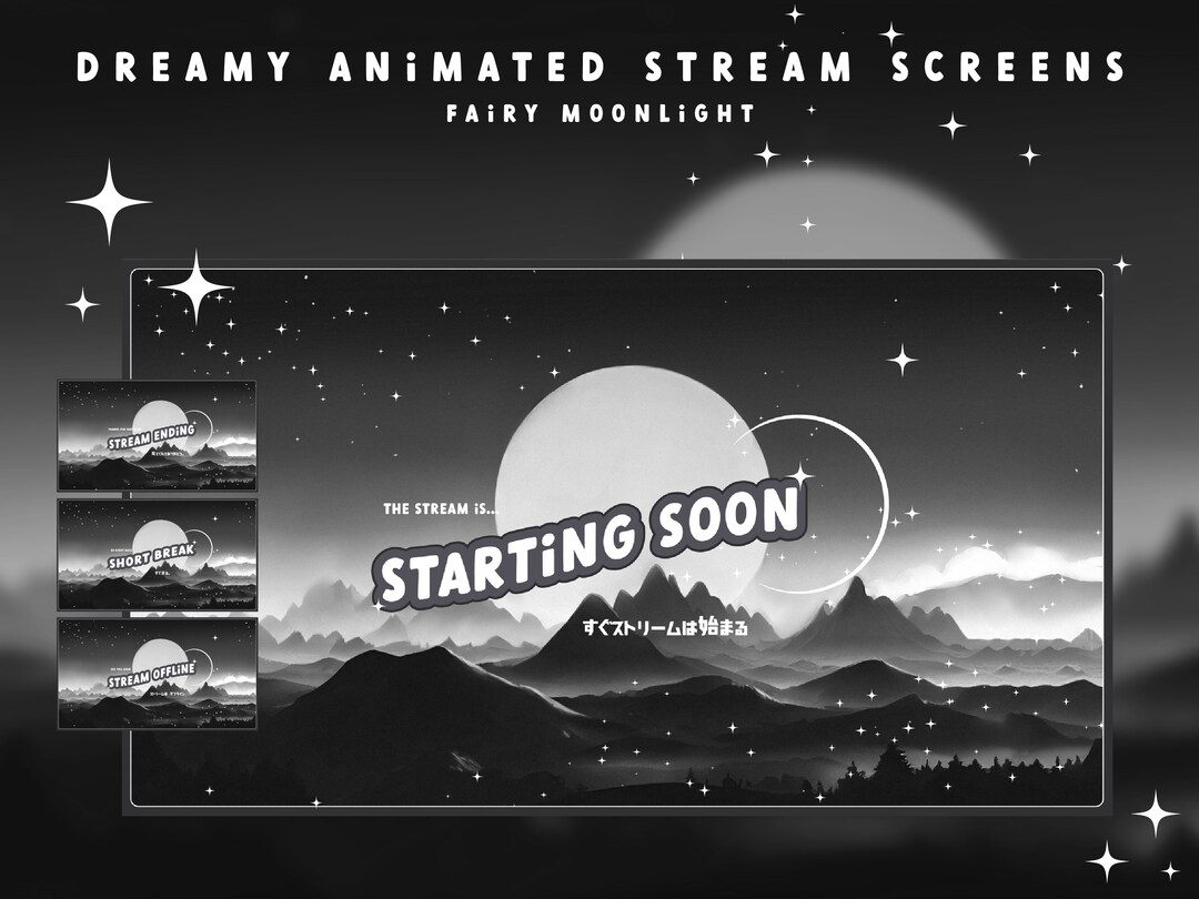 Cozy Celestial Animated Stream Screens Package - FAIRY Moonlight ...