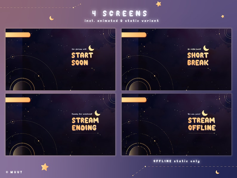 Celestial Animated Twitch Stream Screens: Moonlight Eclipse Astro ...