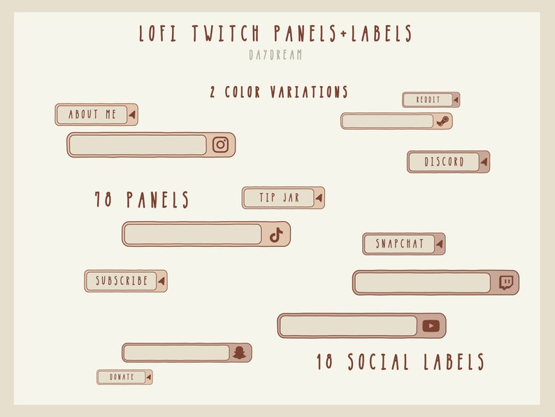 LOFI Twitch Panels and Social Media Labels Pack Daydream - Etsy