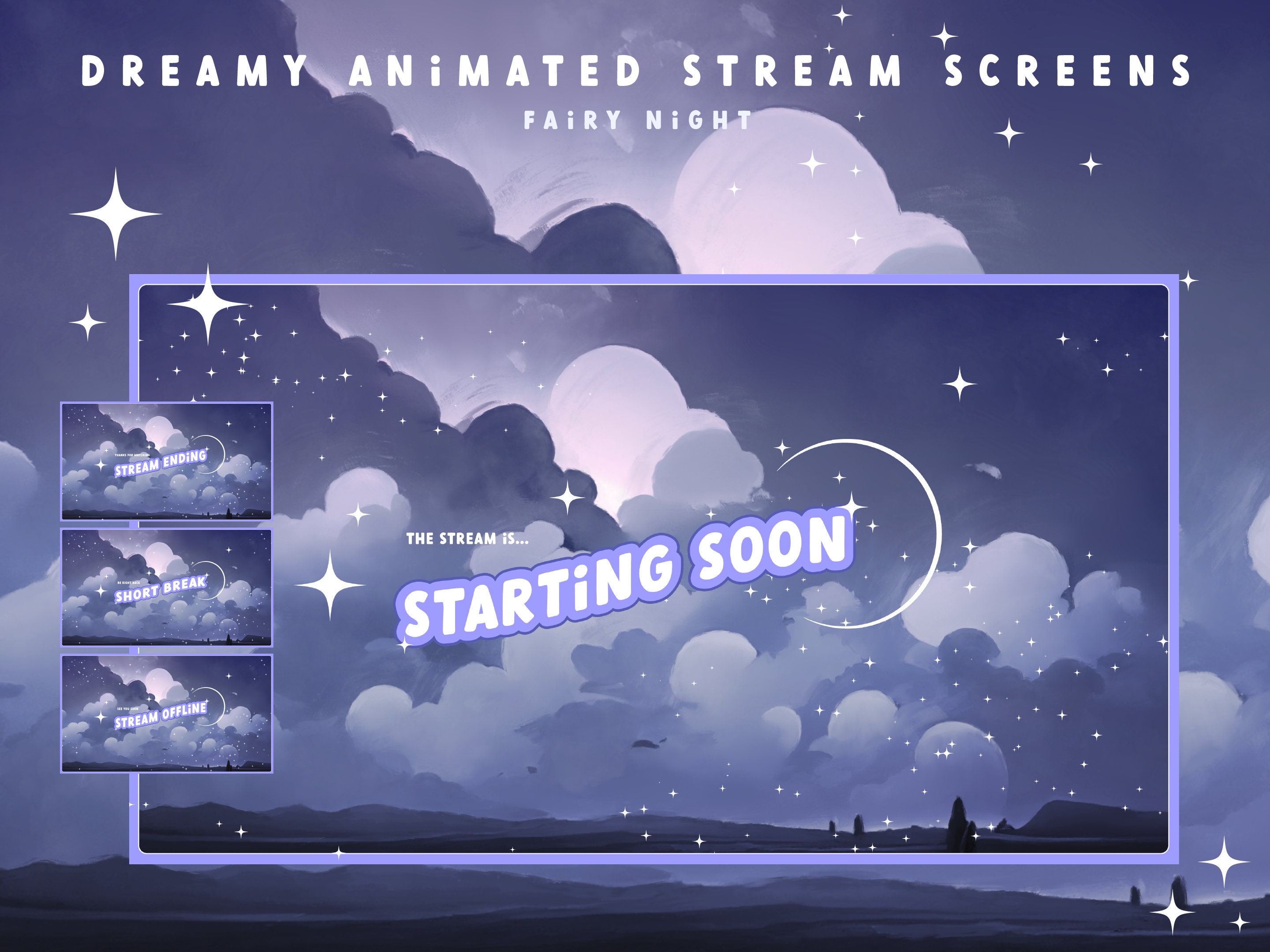 Cozy Celestial Animated Stream Screens Package FAIRY Night - Etsy