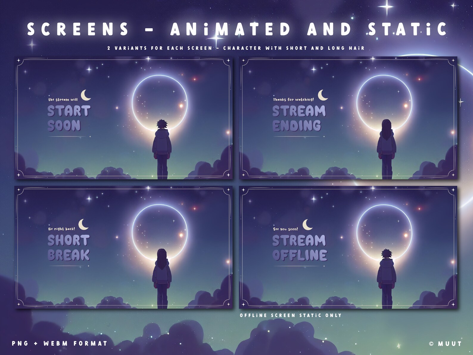 Cozy Celestial Animated Stream Screens Package CELESTIAL - Etsy