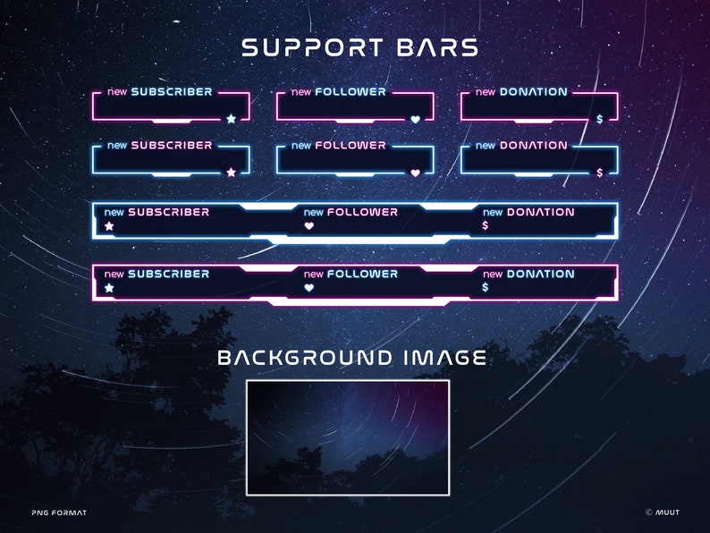 Neon Sky Animated Twitch Stream Package: Full Streaming Bundle With ...