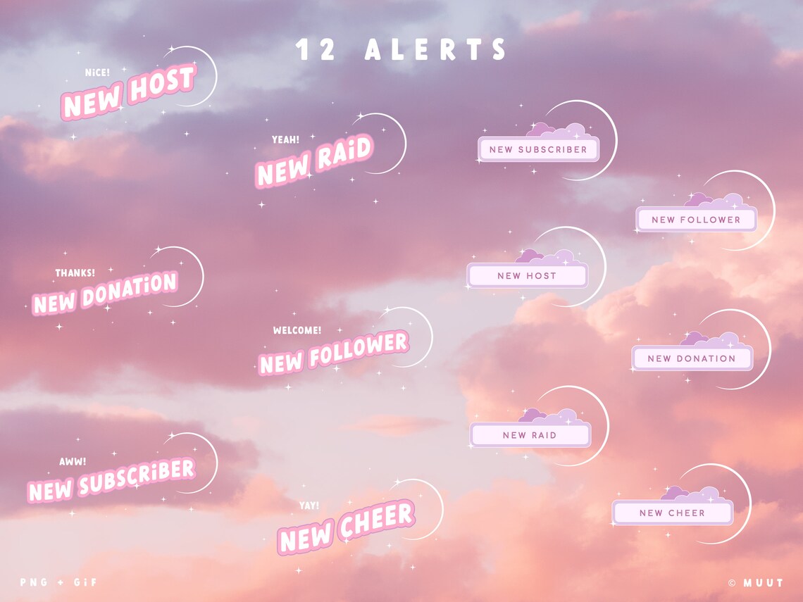 Cozy Fairy Cloud Twitch Alerts Package: Animated, Handmade, Pink Alerts ...